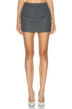 SANS FAFF Annabel Mini Skirt In Grey - Grey Pinstripe
