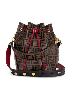 Fendi Vitello Grace F Is Mon Tresor Bucket Bag - Brown