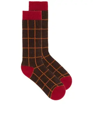 Guest In Residence The Checker Soft Sock In Brown - Burnt Cocoa Combo