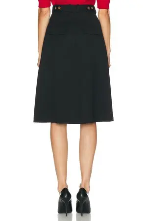 WILLY CHAVARRIA Midi Uniform Skirt In Black