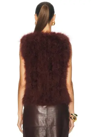 YVES SALOMON Feather Vest In Burgundy