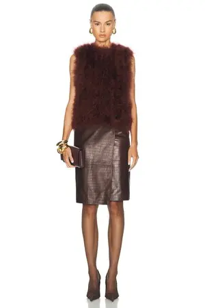 YVES SALOMON Feather Vest In Burgundy
