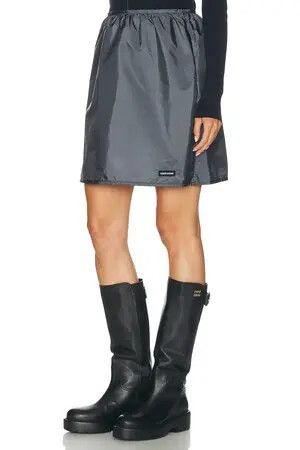 Miu Miu Piuma Carta Skirt In Grey - Ematite