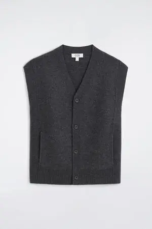 Cos Buttoned Boiled-wool Vest - Gray
