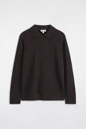 Cos Layered-collar Polo Sweater - Brown