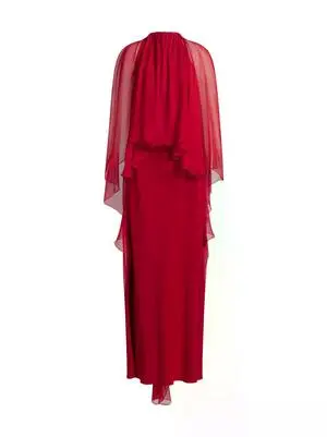 Alberta Ferretti Cape-overlay Maxi Dress