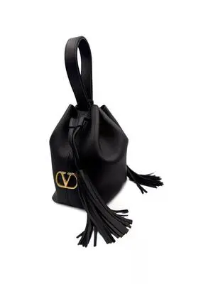 Valentino Garavani Vlogo Signature Tassel Bucket Bag - Black
