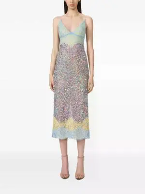 Costarellos Alessia Chantilly Lace Sequined Midi Dress