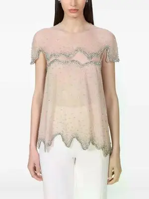 Costarellos Anika Crystal-embellished Tulle Top