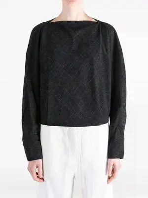 CORTANA Nasa Cross-hatch Boat-neck Blouse