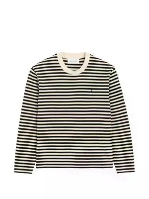 AMI Paris Mariniere Cotton T-shirt With De Coeur - Black