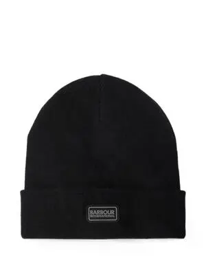 BARBOUR INTERNATIONAL Logo-patch Knit Beanie Hat - Black