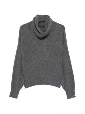Liu Jo Roll-neck Button-cuff Sweater - Grey