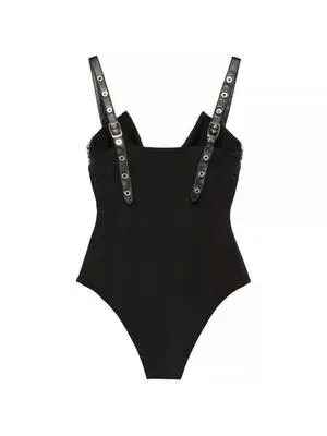 MITILIANE COUTURE Leather-straps Studded Bodysuit
