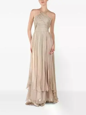 ANDREEA VENECIUC Whisper Pleated Silk Maxii Dress