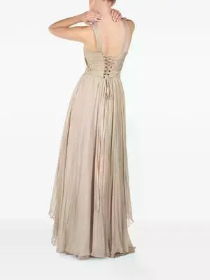 ANDREEA VENECIUC Whisper Pleated Silk Maxii Dress