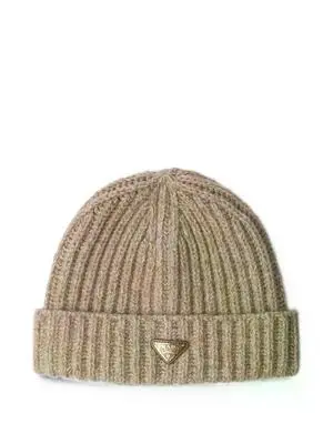 Prada Mouliné Cashmere And Wool Beanie - Neutrals