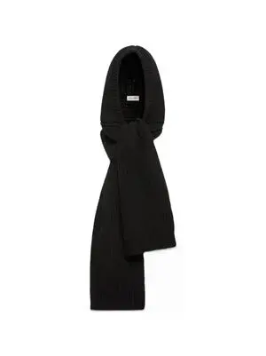 Moncler Ribbed-knit Hooded Scarf - Black