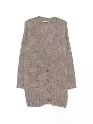ELY ELY Check-knit Cardigan - Grey