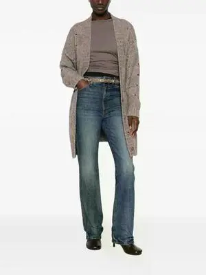 ELY ELY Check-knit Cardigan - Grey