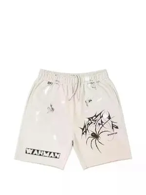 WARMAN Graphic-print Paint-splatter Track Shorts - Neutrals