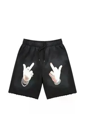 WARMAN Graphic-print Raw-cut Shorts - Black
