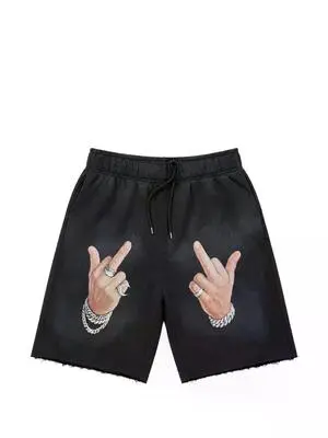 WARMAN Graphic-print Raw-cut Shorts - Black