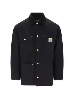 Carhartt Work In Progress Og Chore Corduroy-collar Logo-patch Jacket - Black