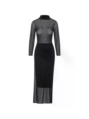 Liu Jo Long Tulle Dress With Rhinestones - Black