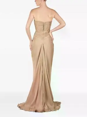 ANDREEA VENECIUC Champagne Glow Ruched Strapless Gown