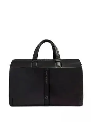 PIQUADRO Logo-plaque Leather Holdall - Black