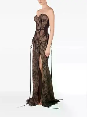 ANDREEA VENECIUC Isadora Lace-overlay Peplum Maxi Dress