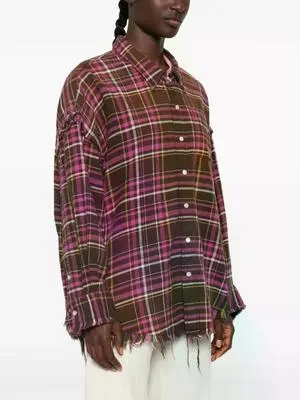 R13 Shredded-seam Drop-neck Shirt - Brown