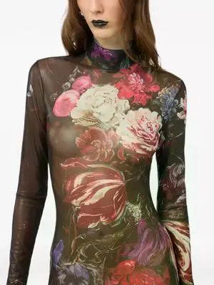 Roberto Cavalli Floral-print High-neck Maxi Dress