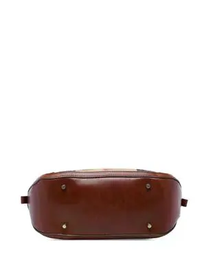 Burberry 2000-2017 Small Leather Trimmed House Check Canvas Bridle Orchard Satchel