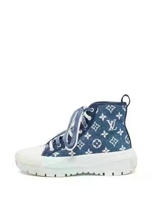 LOUIS VUITTON Squad Monogram Denim Sneakers - Blue