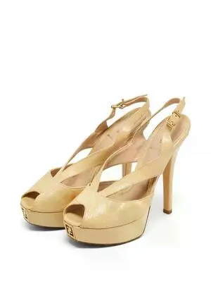 Fendi Embossed-leather Slingback Platform Sandals