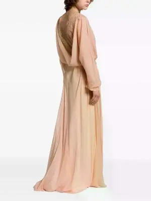 Alberta Ferretti Lace-trimmed Draped Maxi Dress