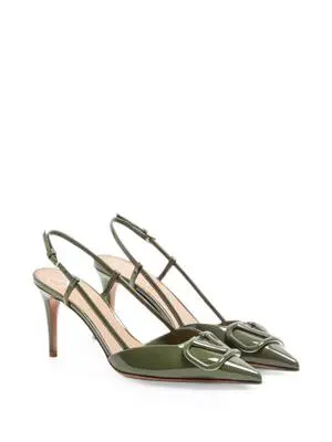 Valentino Garavani Vlogo Signature Patent Leather Slingback Pump 80mm - Green