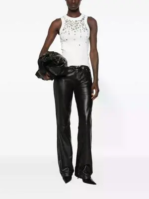 DES_PHEMMES Embellished Ribbed Tank Top - White