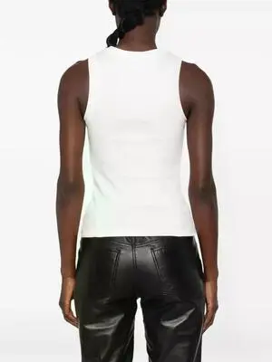 DES_PHEMMES Embellished Ribbed Tank Top - White
