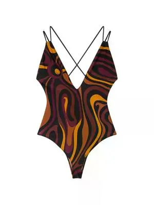 Emilio Pucci Marmo-print Swimsuit Black