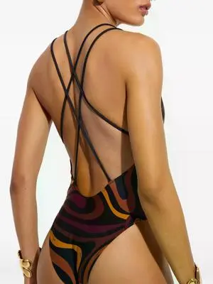 Emilio Pucci Marmo-print Swimsuit - Black