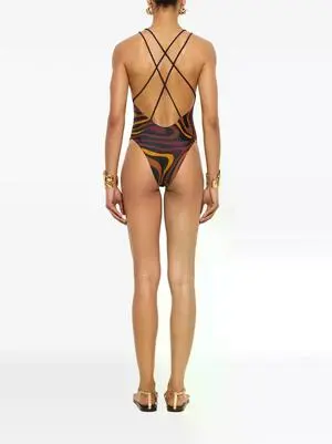 Emilio Pucci Marmo-print Swimsuit - Black