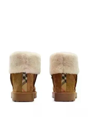 Burberry Check Shearling Flint Boots - Brown