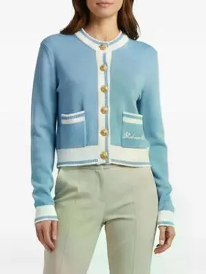 Balmain Logo Embroidered Knit Cardigan