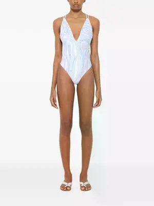 Emilio Pucci Marmo-print Swimsuit - White