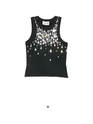 DES_PHEMMES Embellished Ribbed Tank Top - Black