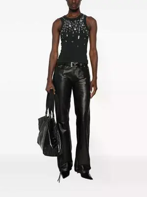 DES_PHEMMES Embellished Ribbed Tank Top Black