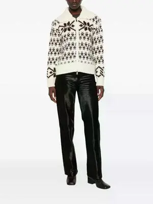 Moncler Jacquard Sequin Zip-up Cardigan - Neutrals